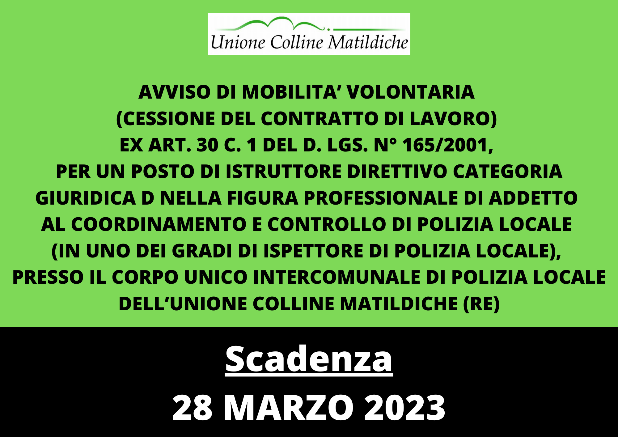 Avviso di mobilità volontaria per un posto di Istruttore direttivo ...