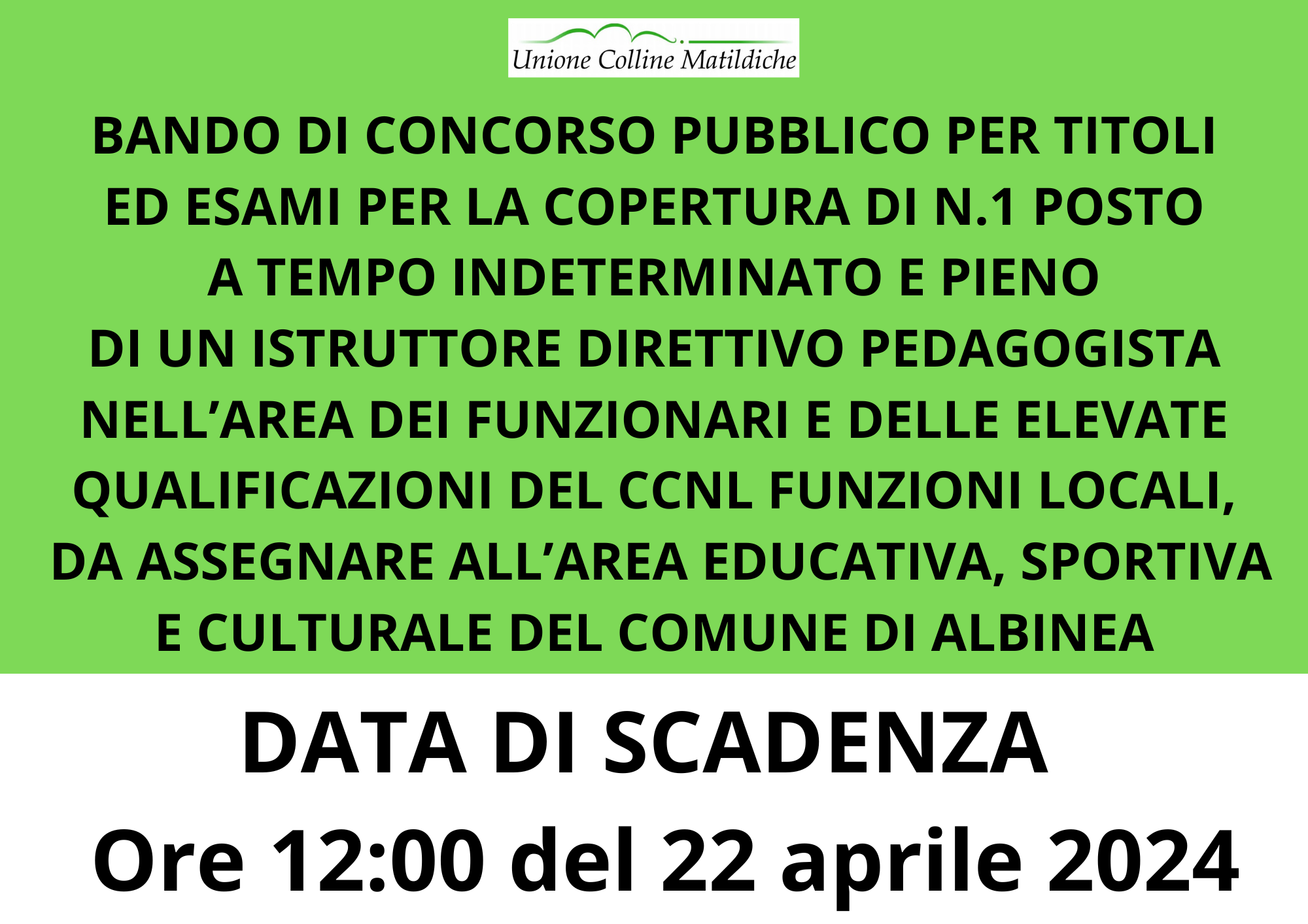 Bando di concorso pubblico per 1 posto di Istruttore direttivo ...